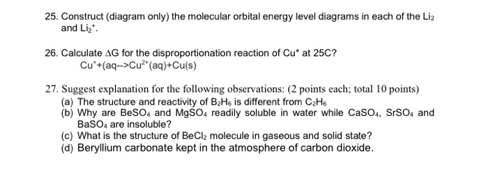 Solved 25. Construct (diagram only) the molecular orbital | Chegg.com