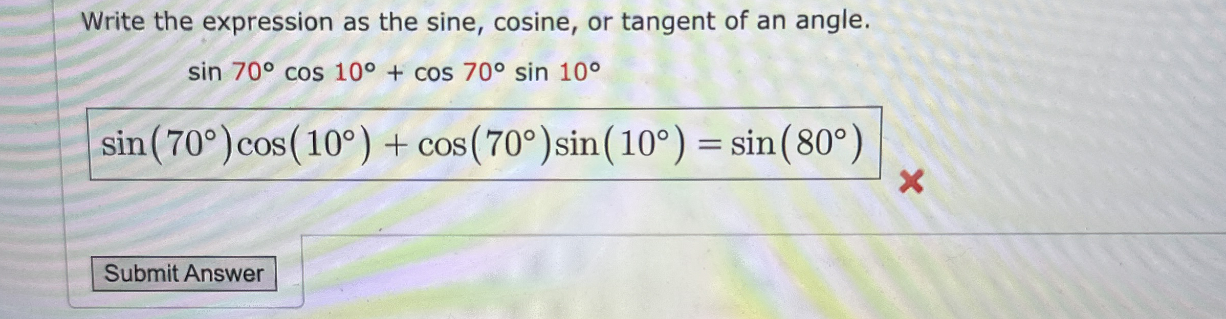 Solved Write the expression as the sine, ﻿cosine, or tangent | Chegg.com