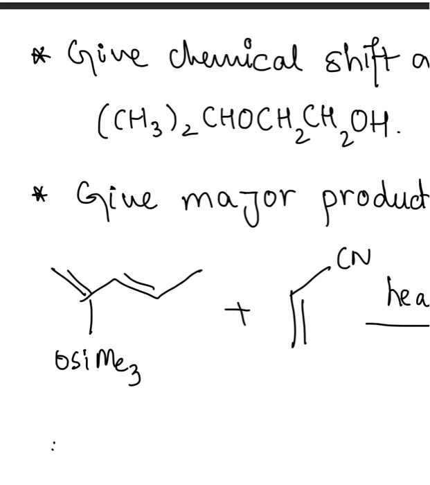 Solved Give chemical shift (CH3)2CHOCH.CH OH Give major | Chegg.com