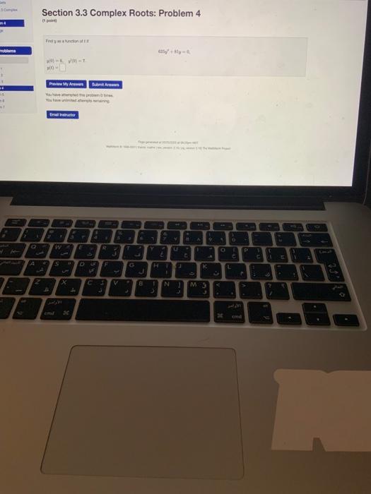 Solved Section 3.3 Complex Roots: Problem 4 Try sy MARA web | Chegg.com