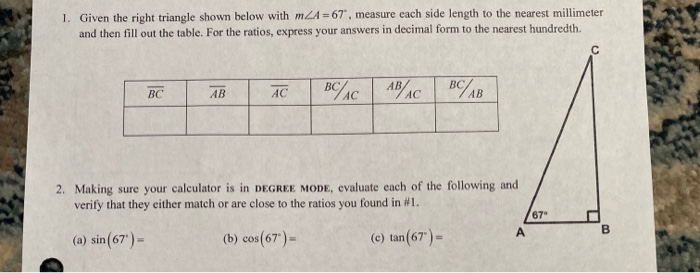 Solved 1. Given the right triangle shown below with mZ1 = | Chegg.com