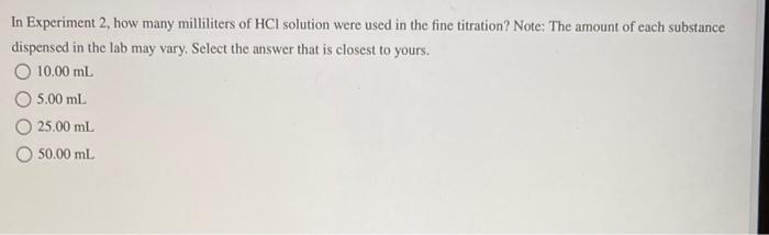 Solved Experiment 1: Perform a Coarse Titration Enter your | Chegg.com