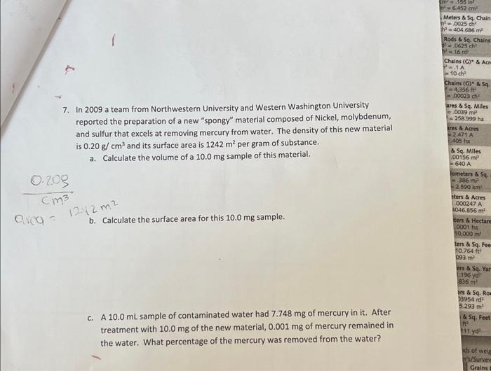 Solved 7. In 2009 a team from Northwestern University and | Chegg.com