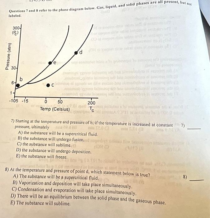Solved Questions 7 and 8 refer to the phase diagram below. | Chegg.com