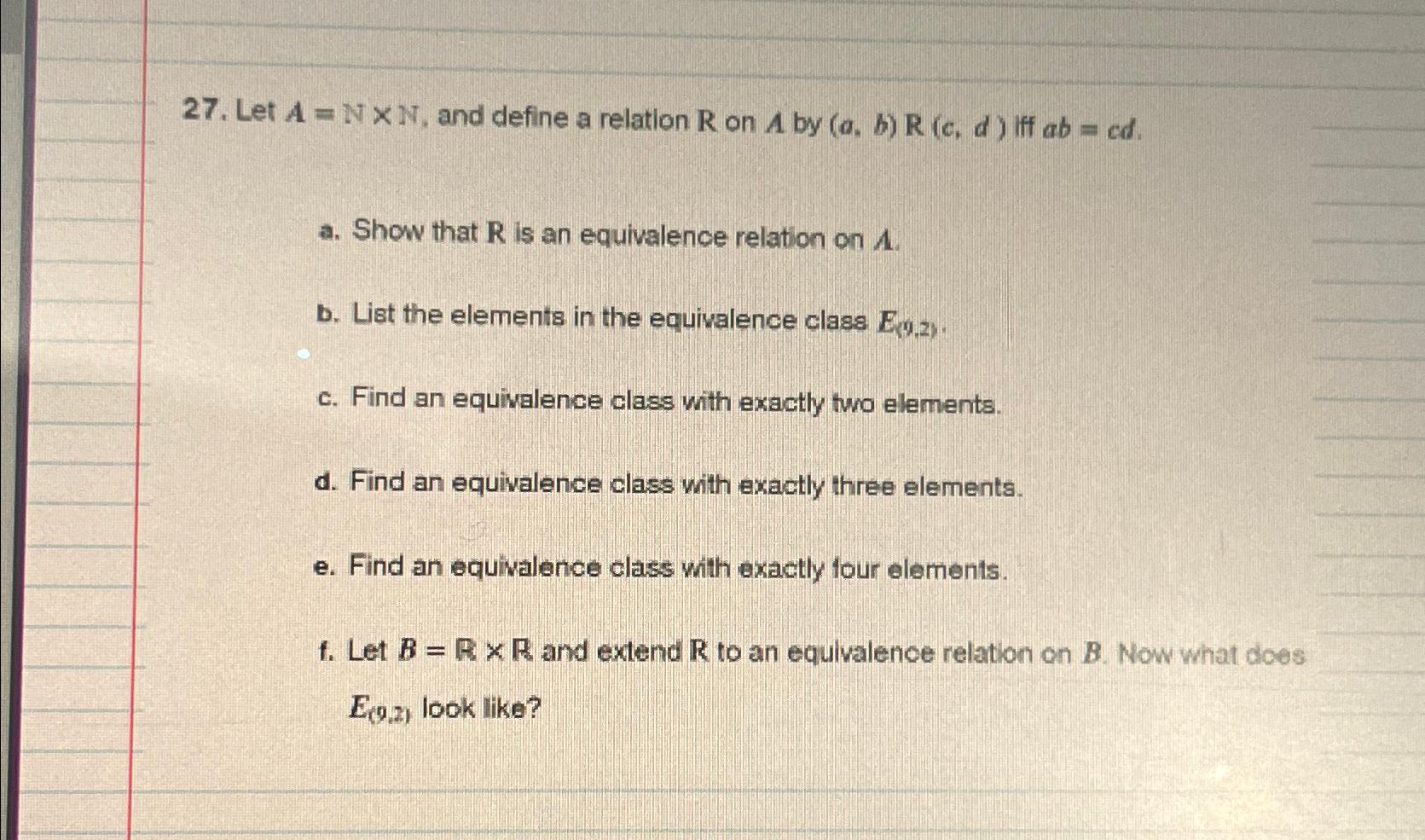 Solved Let A=N\\\\times N, and define a relation R on A by | Chegg.com