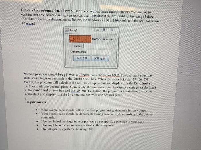 Solved Create a Java program that allows a user to convent | Chegg.com