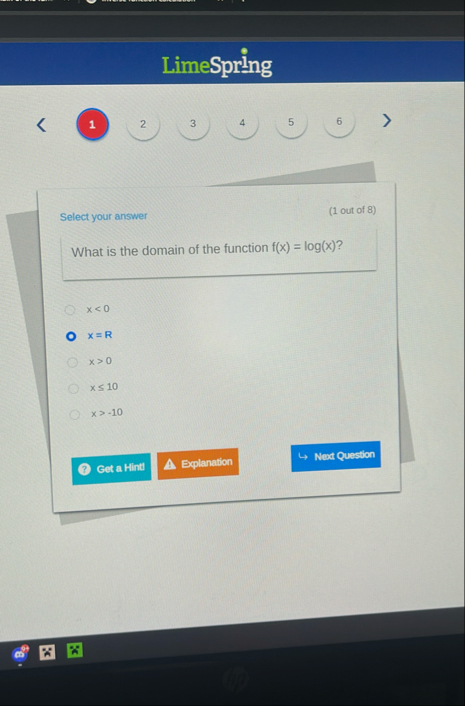 Solved LimeSpring123456Select your answer(1 ﻿out of 8)What | Chegg.com