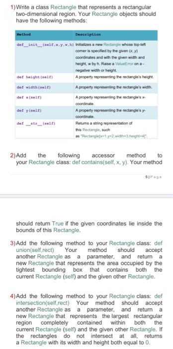 Solved 1) Write a class Rectangle that represents a | Chegg.com