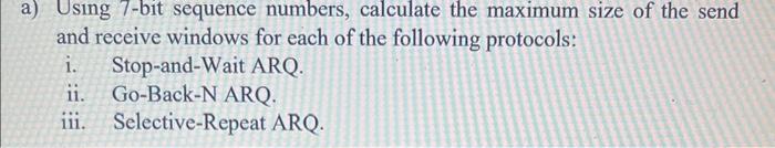 A Using 7 Bit Sequence Numbers Calculate The 