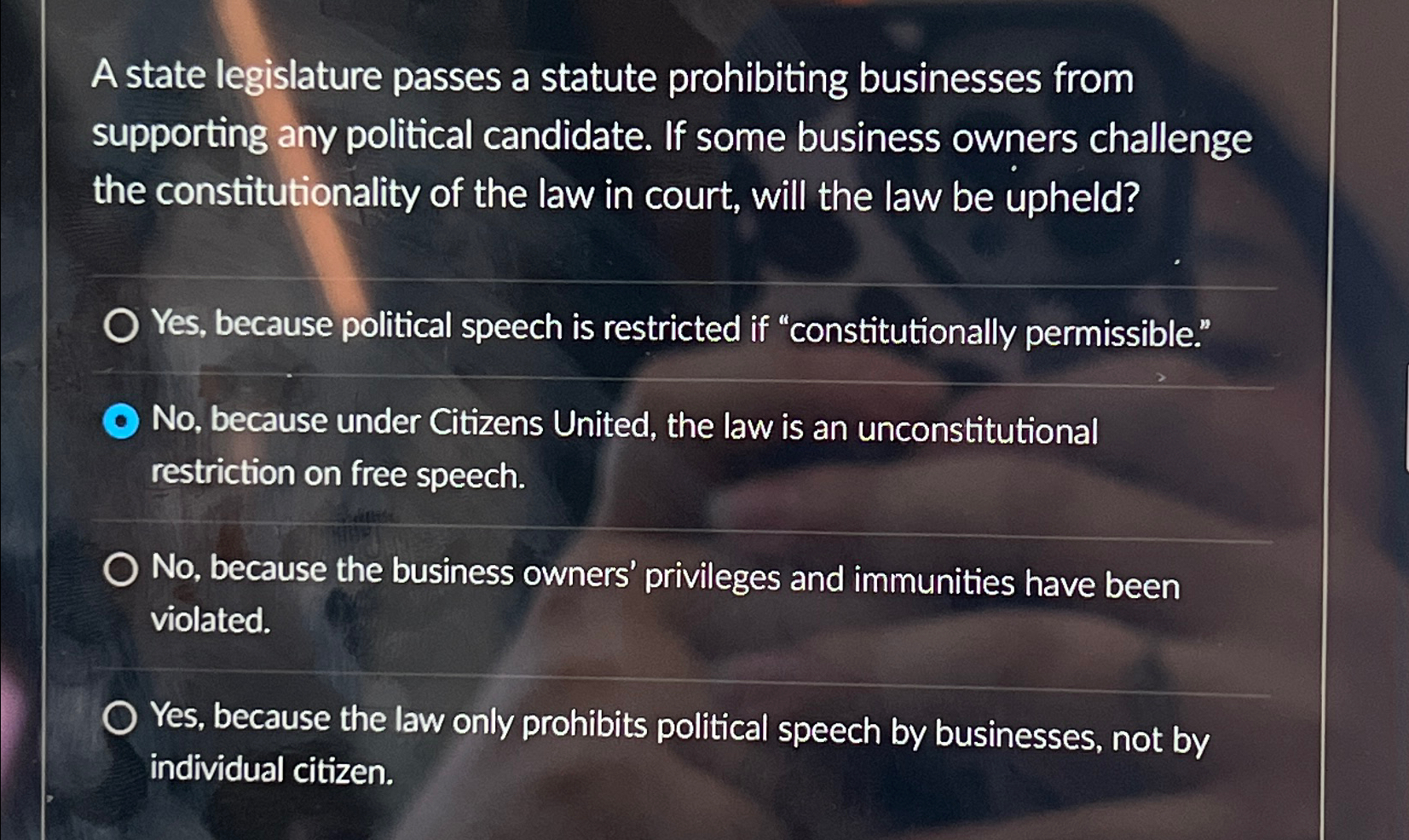 Solved A state legislature passes a statute prohibiting | Chegg.com