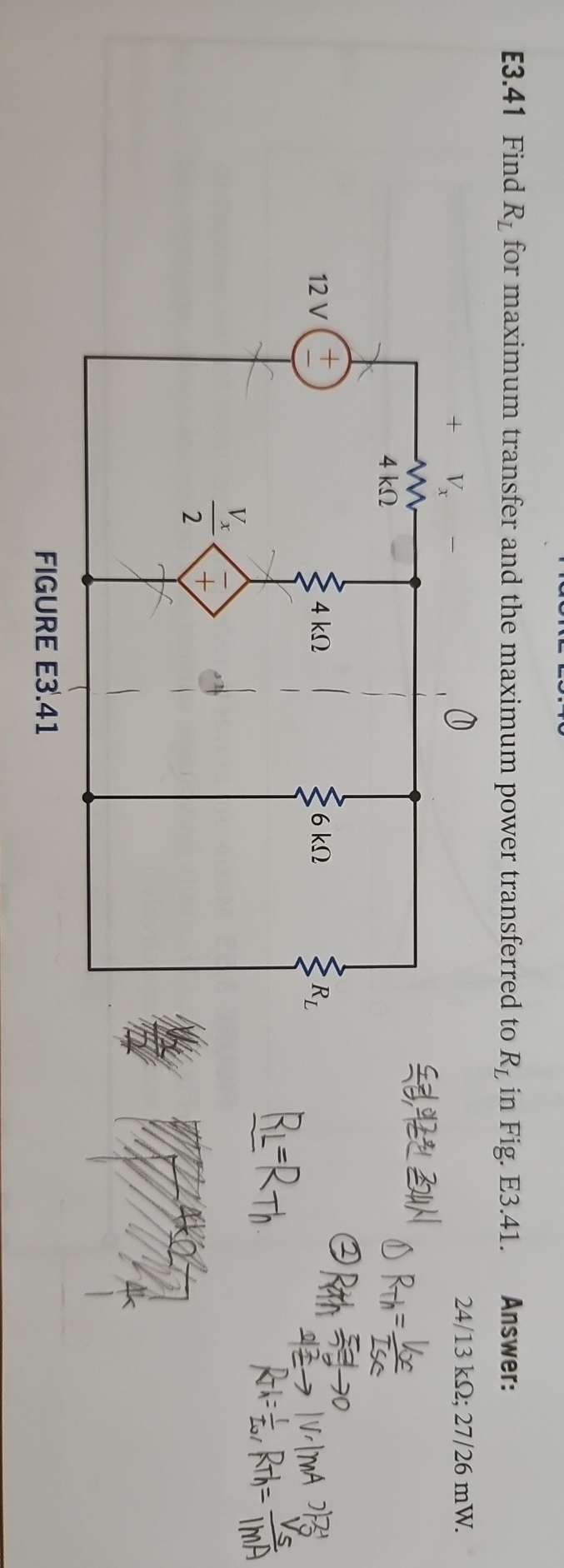 Solved E3.41 ﻿Find RL ﻿for maximum transfer and the maximum | Chegg.com