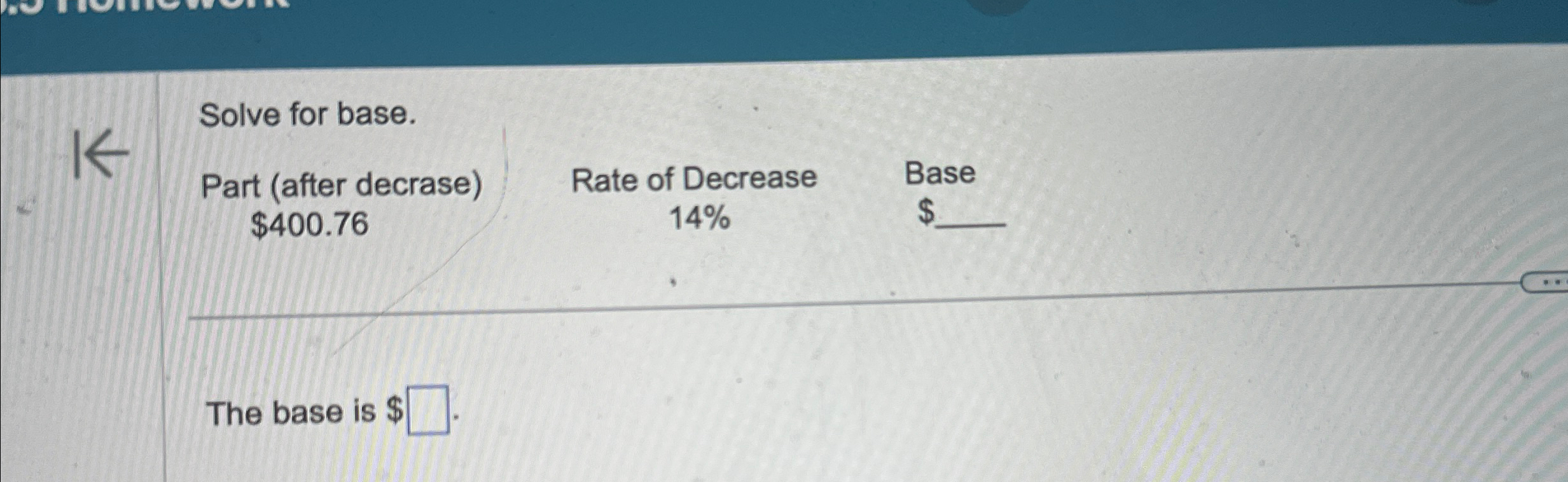 Solved Solve for base.Part (after decrase)Rate of | Chegg.com