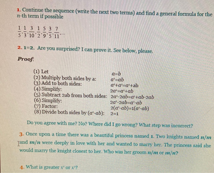 Solved 1. Continue the sequence (write the next two terms) | Chegg.com