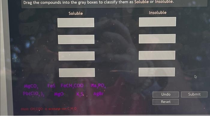 Solved Drag the compounds into the gray boxes to classify | Chegg.com
