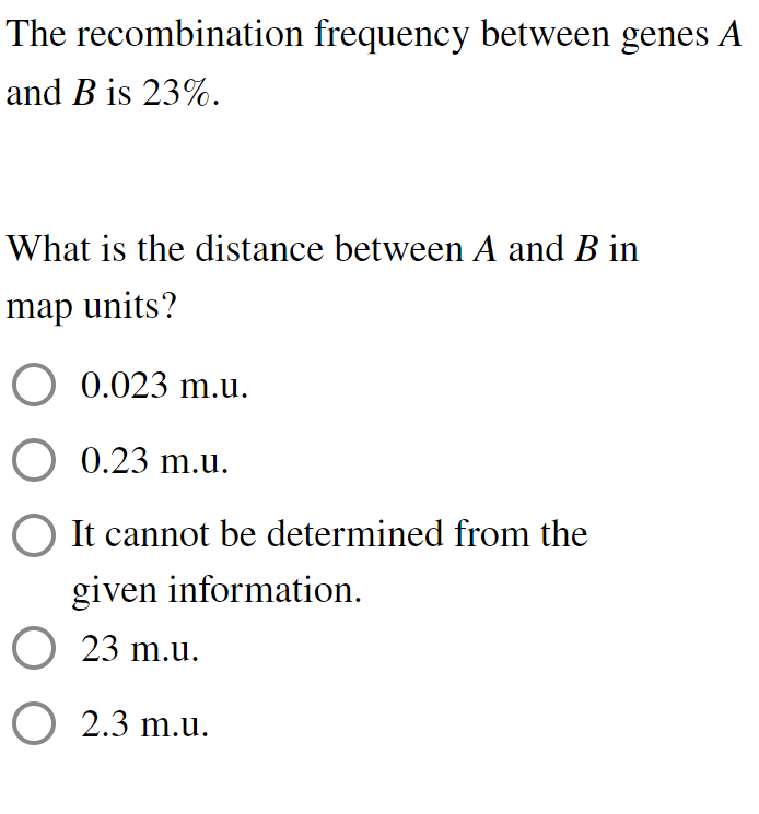 Solved The recombination frequency between genes \( ﻿A \) | Chegg.com