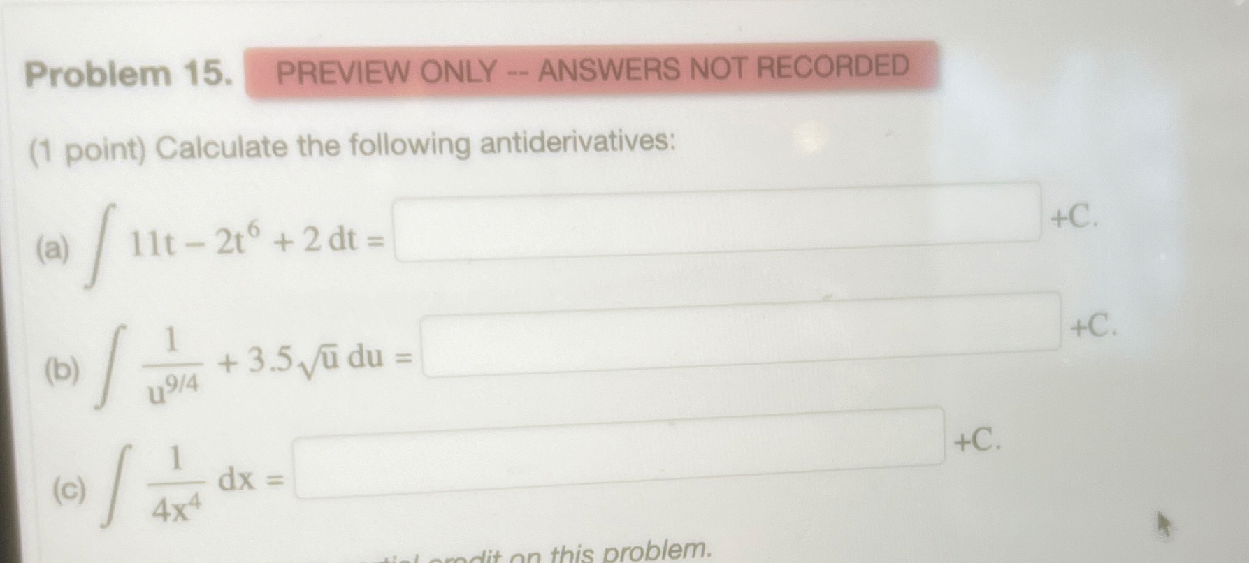 Solved Problem 15.PREVIEW ONLY -- ﻿ANSWERS NOT RECORDED(1 | Chegg.com
