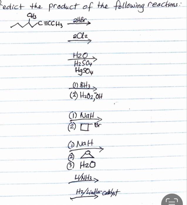 Solved edict the product of the following reactions: 2Cl2 | Chegg.com