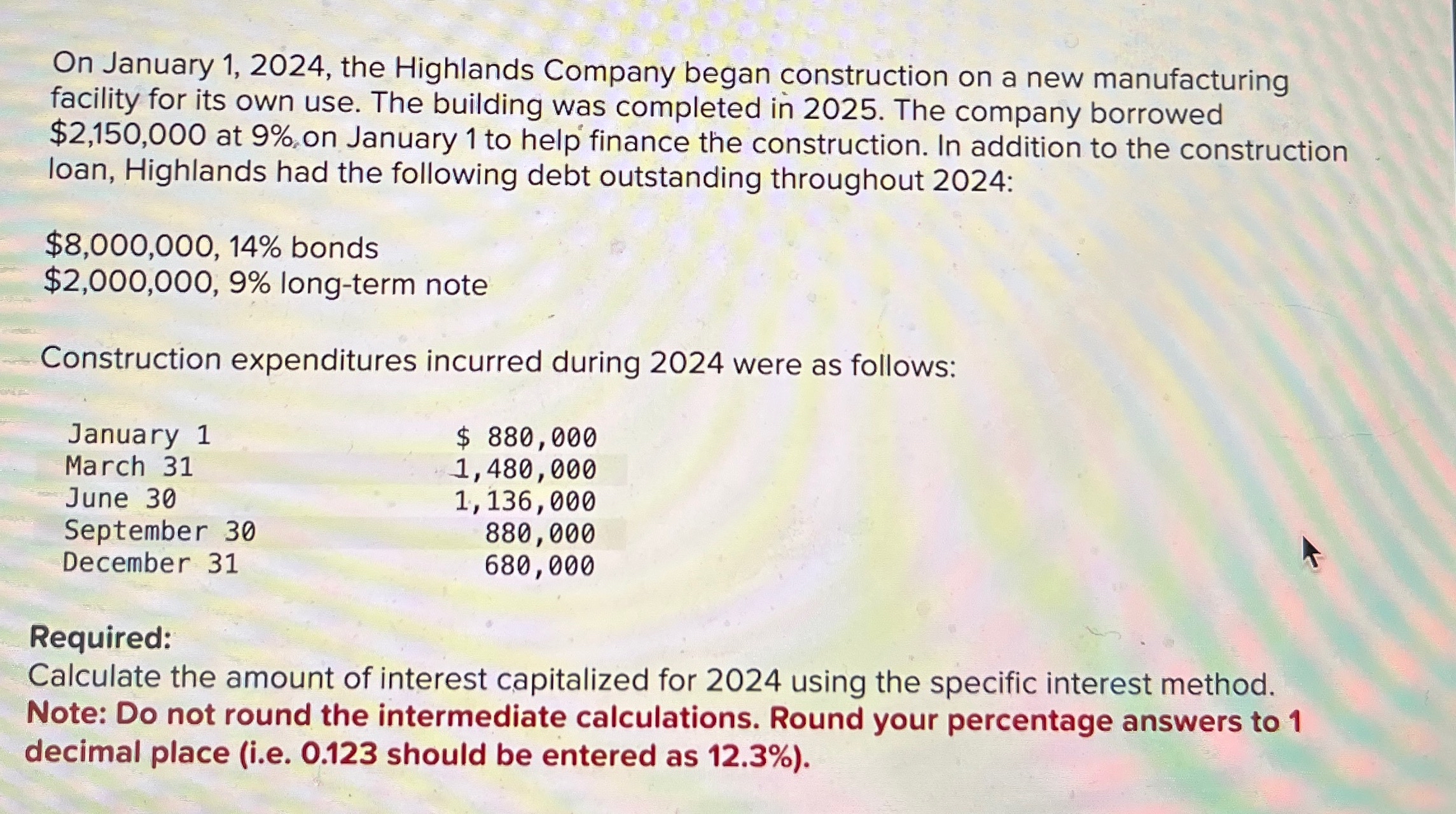 Solved On January 1, 2024, ﻿the Highlands Company began | Chegg.com