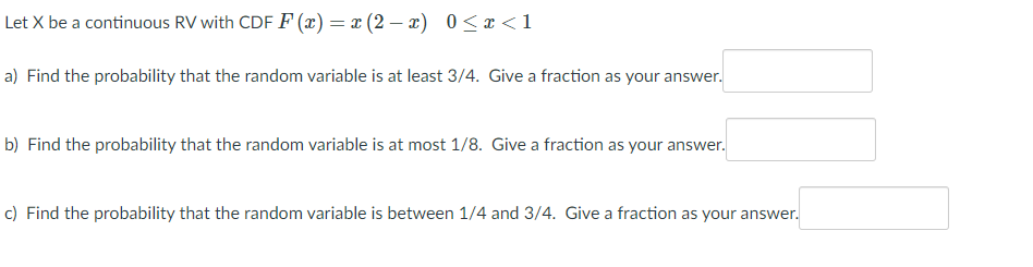 Let x ﻿be a continuous RV ﻿with CDF | Chegg.com