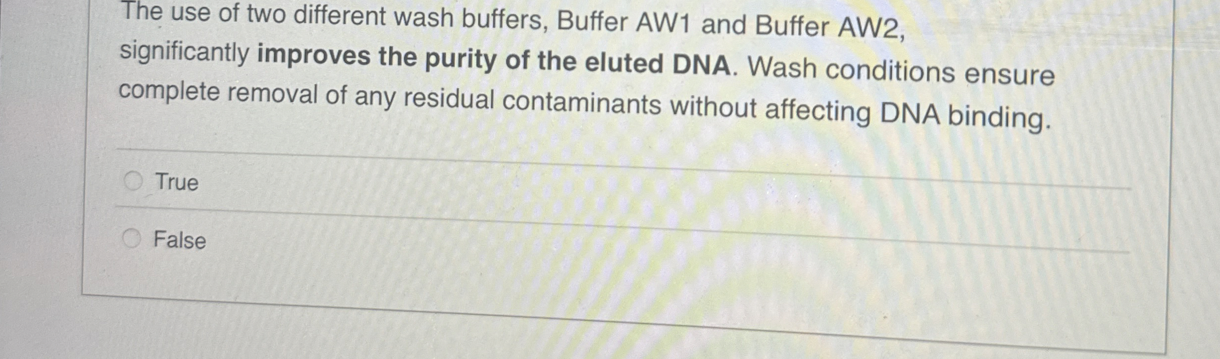 Solved The use of two different wash buffers, Buffer AW1 | Chegg.com