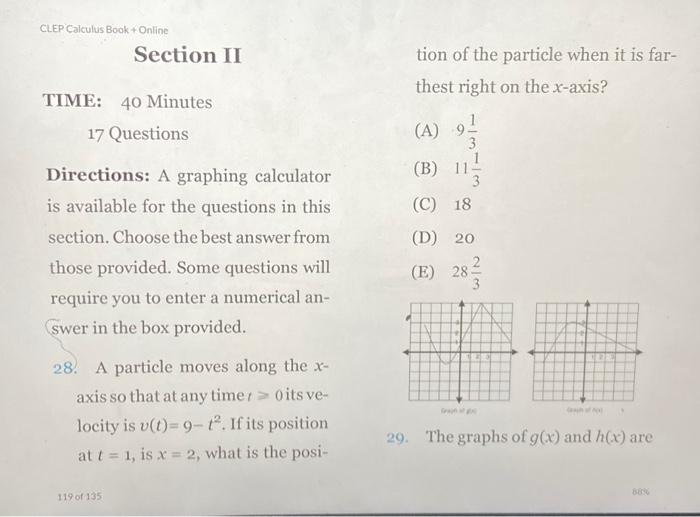 Solved CLEP Calculus Book + Online Section II TIME: 40 | Chegg.com