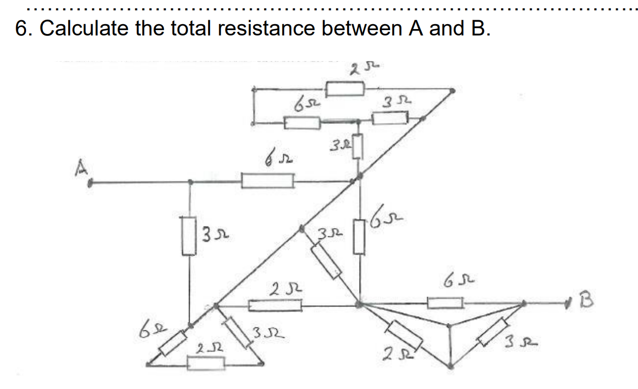 Solved Calculate the total resistance between A and B. | Chegg.com
