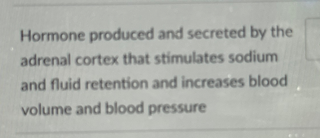 Solved Hormone produced and secreted by the adrenal cortex | Chegg.com Solved Hormone produced and secreted by the adrenal cortex | Chegg.com