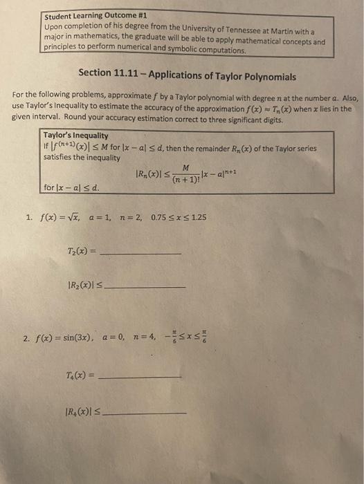Solved Student Learning Outcome \#1 Upon completion of his | Chegg.com