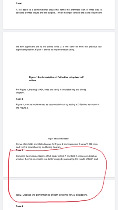 Task 1 A full adder is a combinational circuit that | Chegg.com