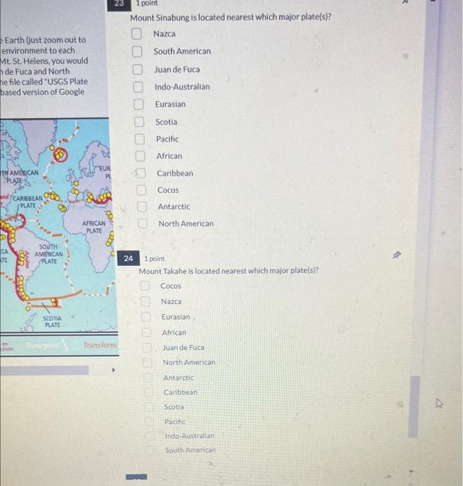 Solved Relating to Plate Tectonics Voleano Acedo is located | Chegg.com
