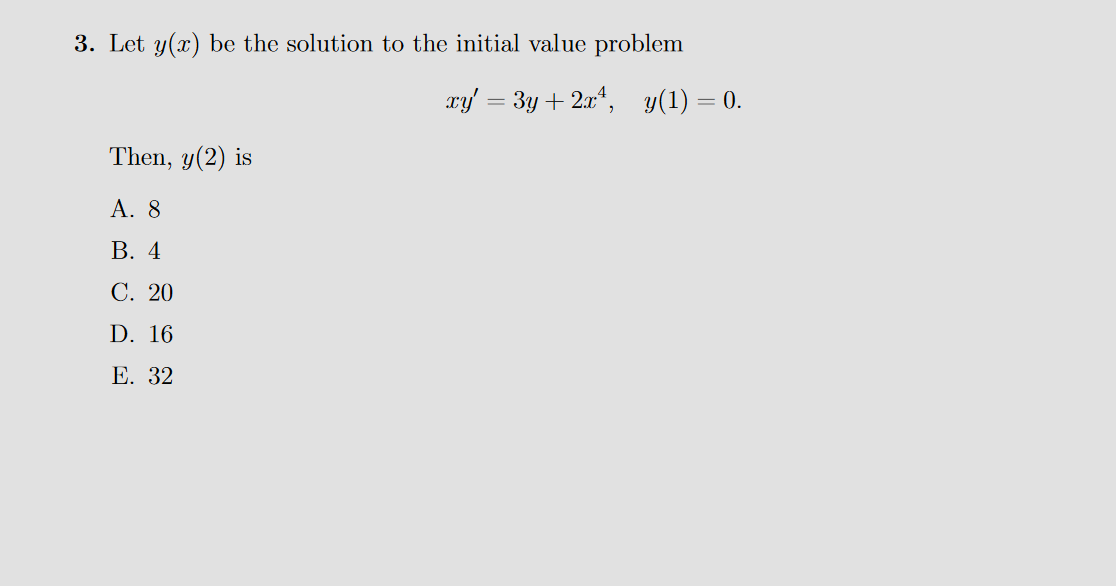 Solved Let y(x) ﻿be the solution to the initial value | Chegg.com
