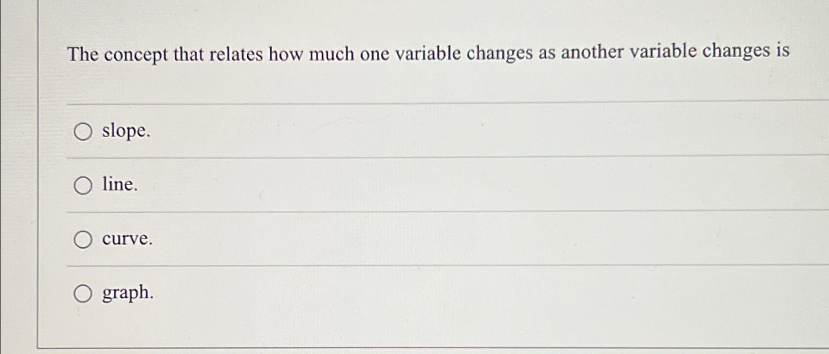 Solved The concept that relates how much one variable | Chegg.com