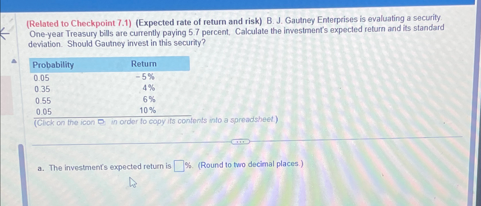 Solved (Related to Checkpoint 7.1) (Expected rate of return | Chegg.com