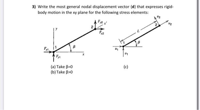 Solved 3) Write the most general nodal displacement vector | Chegg.com