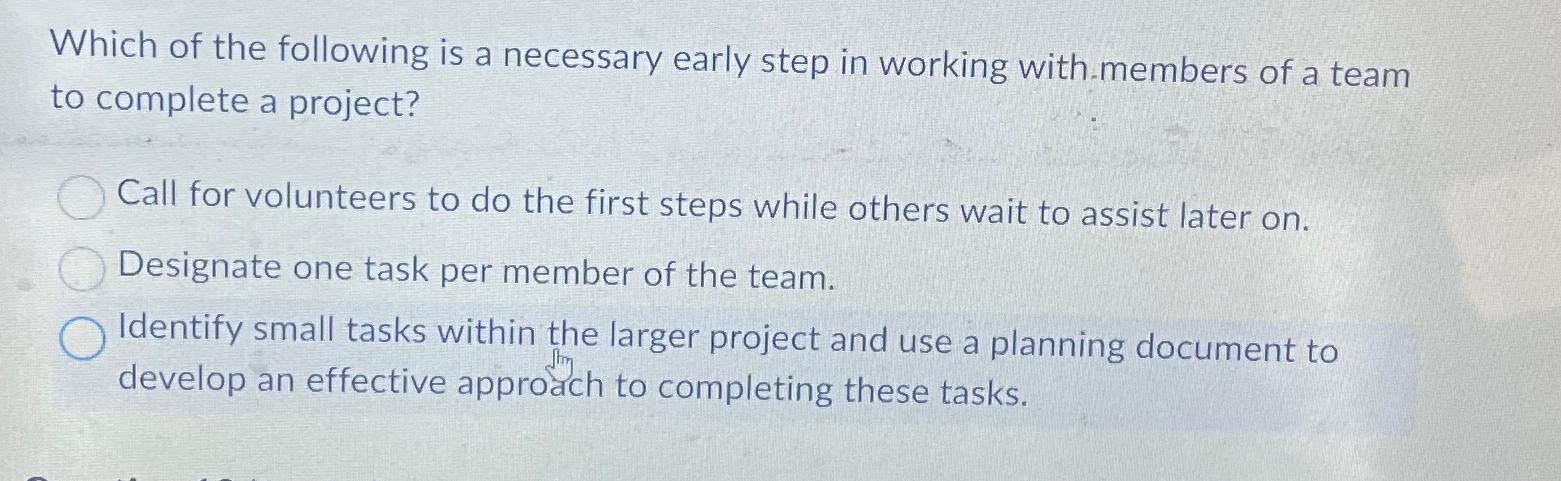 Solved Which of the following is a necessary early step in | Chegg.com