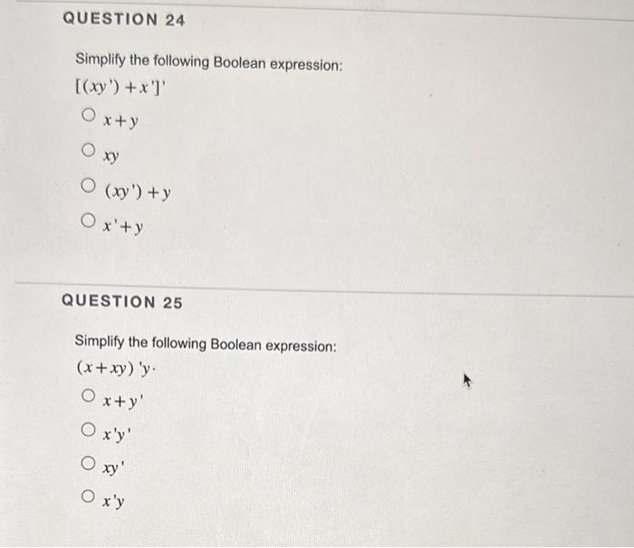 Solved Simplify The Following Boolean Expression