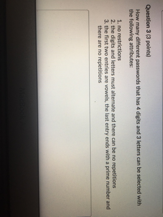 Solved Question 3 3 Points How Many Different Passwords