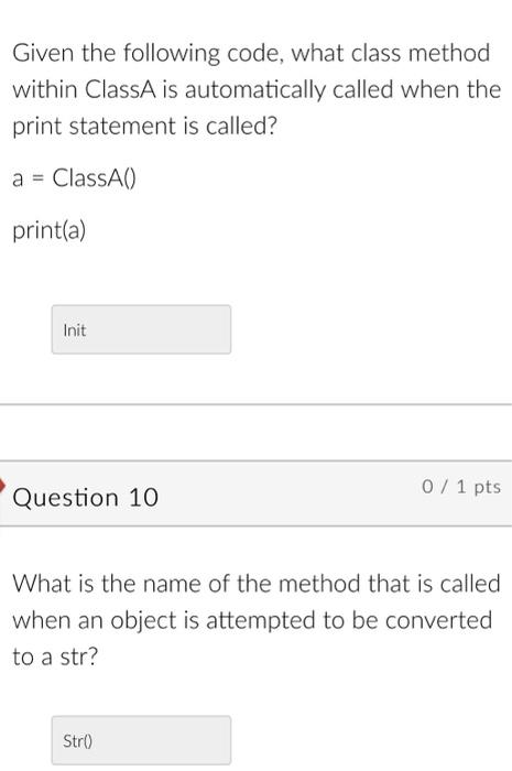 Solved Given the following code, what class method within | Chegg.com