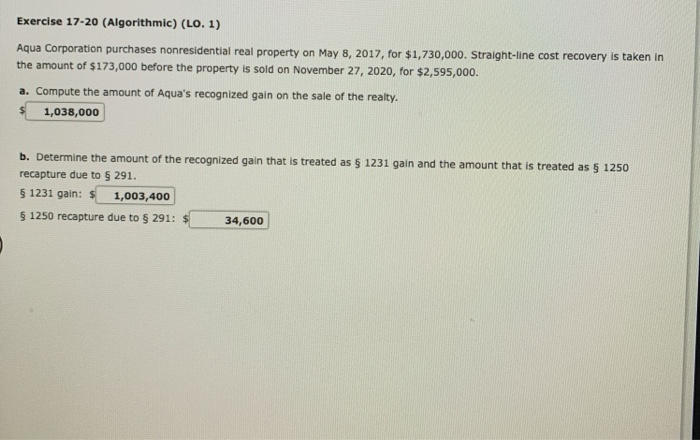 Solved Exercise 17-20 (Algorithmic) (LO. 1) Aqua Corporation | Chegg.com