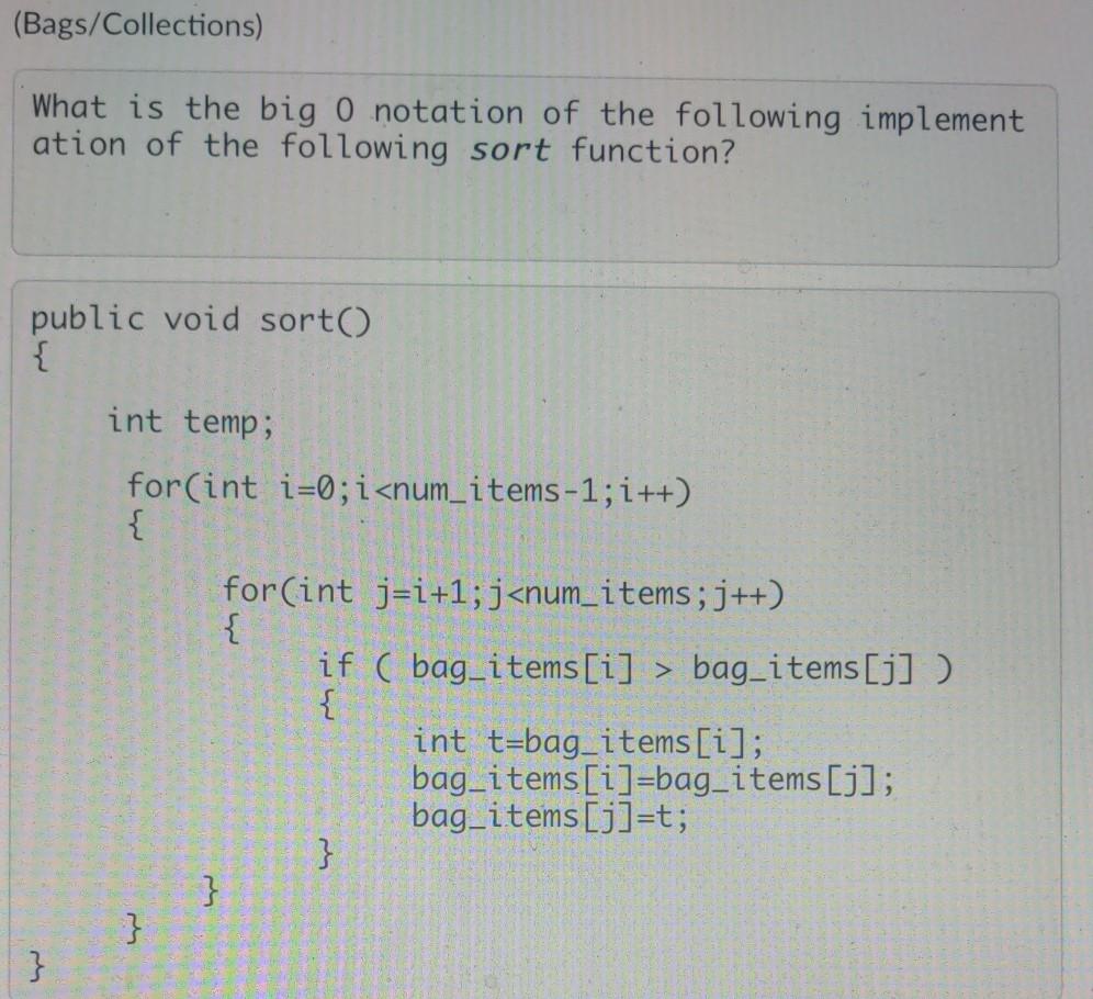 Solved (Algorithm Analysis) What is the big 0 notation time | Chegg.com