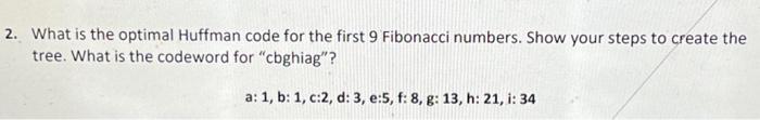 Solved What is the optimal Huffman code for the first 9 | Chegg.com