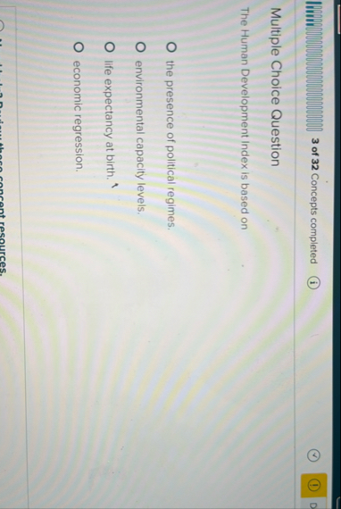 Solved 3 ﻿of 32 ﻿Concepts completedMultiple Choice | Chegg.com