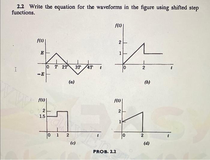 Solved 2.2 Write the equation for the waveforms in the | Chegg.com