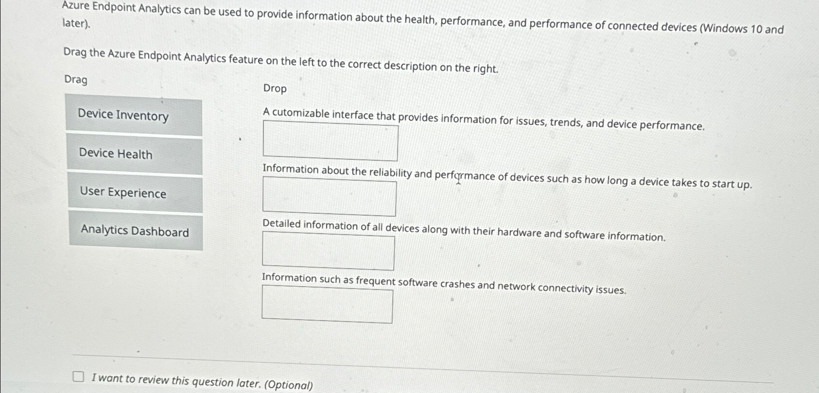 Solved Azure Endpoint Analytics can be used to provide | Chegg.com