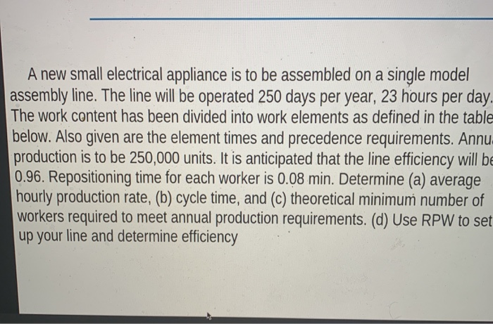 Solved A new small electrical appliance is to be assembled | Chegg.com