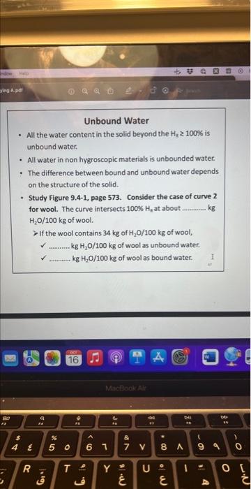 Solved Unbound Water - All the water content in the solid | Chegg.com