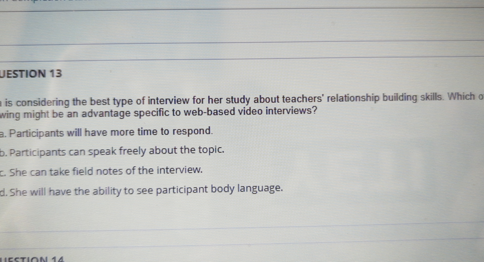 Solved JESTION 13is considering the best type of interview | Chegg.com