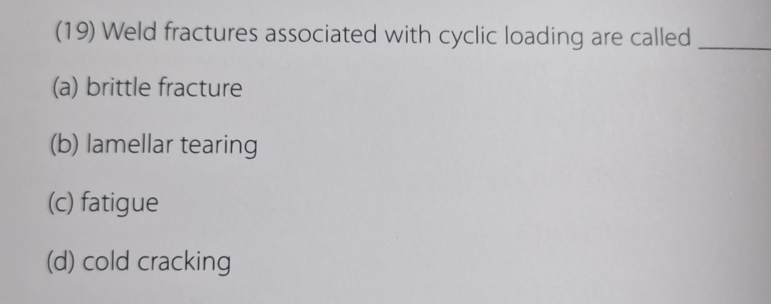 (19) ﻿Weld fractures associated with cyclic loading | Chegg.com