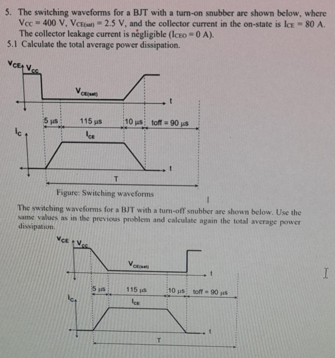 Solved 5. The switching waveforms for a BJT with a turn-on | Chegg.com