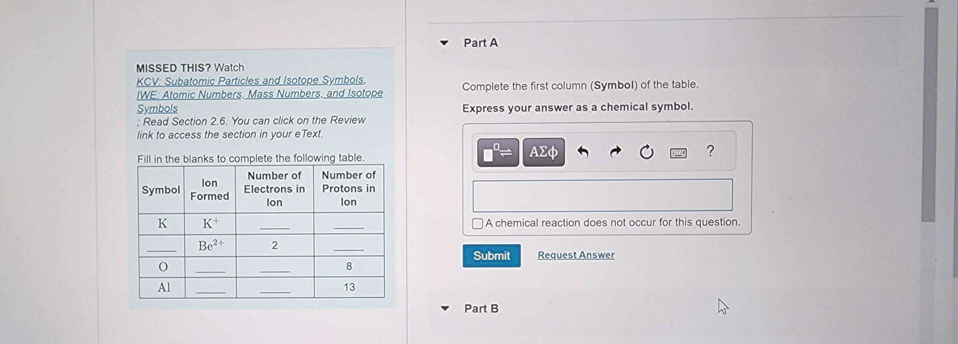 Solved MISSED THIS? Watch KCV: Subatomic Particles and | Chegg.com